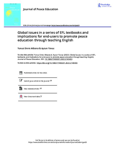 Pdf Global Issues In A Series Of Efl Textbooks And Implications For