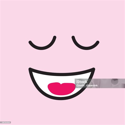귀여운 소셜 미디어 이모티콘 핑크 배경에 눈을 감고 얼굴을 웃는다 혀에 대한 스톡 벡터 아트 및 기타 이미지 혀 고객 참여