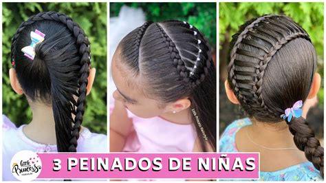3 PEINADOS FACILES y BONITOS con TRENZAS para NIÑAS Peinados para