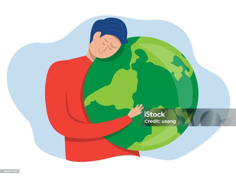 세계 지구의 날 자연 애호가 생태 친화적인 생활 방식 녹색 생태 에너지 환경 보호 개념으로 지구를 포용하는 소년 평면 벡터 삽화 구에 대한 스톡 벡터 아트 및 기타 이미지