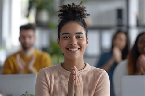 Premium Ai Image Boss Welcomes New Female Intern Celebrates Promotion And Good Work