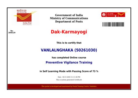 Preventive Vigilance Training Certificate Pdf