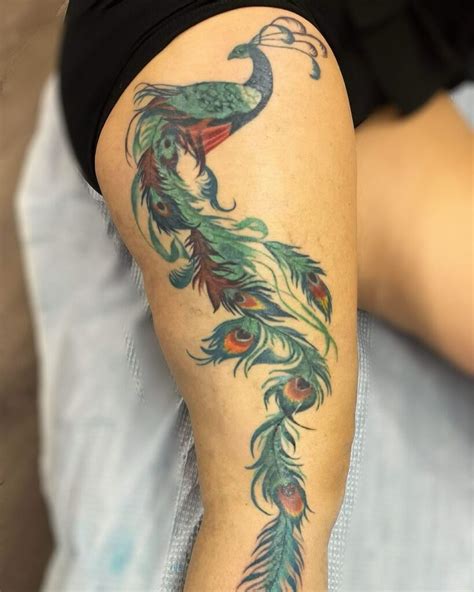 Peacock Tattoo On Thigh My Newest Tattoo Peacock Tattoo On My Upper