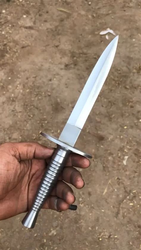 Carbon Steel Commando Dagger Knife Silver Bushcrafter