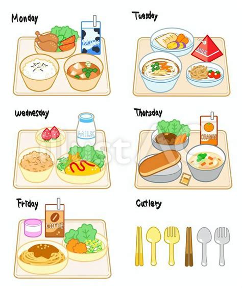 学校給食のセットですイラスト No 22778649／無料イラストフリー素材なら「イラストac」