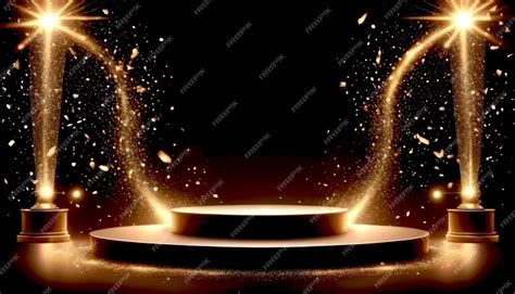 Premium Photo Golden Spotlight A Stage Of Prestige And Glamour