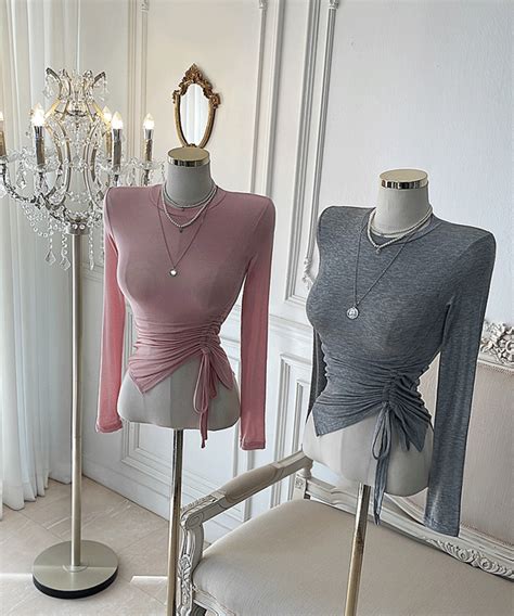 허리잘록~핏예쁨💜 안드라 셔링 크롭티 결혼식 하객룩 파티룩 브라이덜샤워 해외여행룩 꾸안꾸 크롭티 가을티 가을옷 긴팔티 가을하객룩 간절기블라우스 간절기티셔츠 골지티