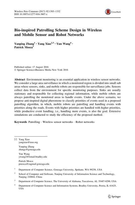 Pdf Digital Pheromone Based Patrolling Algorithm In Wireless Sensor