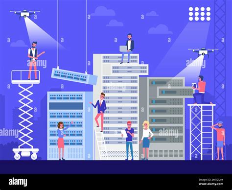 Data Center Concept Network Telecommunication Server Vector Concept