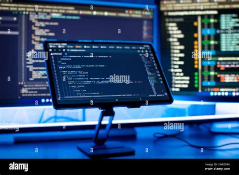 Work From Home Programmer Coding Code On Notebook Screen At Stock Photo Alamy