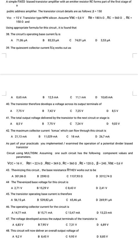 Simple Fixed Biased Transistor Amplifier With An Emitter Resistor Re Forms Part Of The First