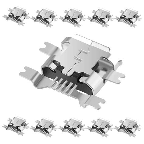 Buy Muzhi 10 Pcs Micro Usb Type B Female Socket 180 Degree 5 Pin Smd Smt Jack Connector Online