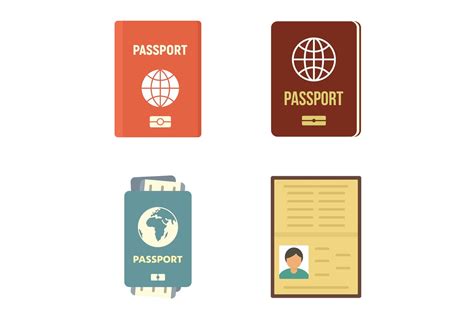 Passport Icons Set Flat Vector Isolated Graphic By Anatolir56