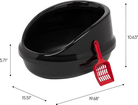 Iris Usa Cat Litter Box Shielded Litter Pan With Scoop Large Black