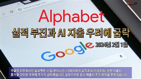 알파벳 실적 부진과 Ai 지출 우려에 주가 급락 Youtube