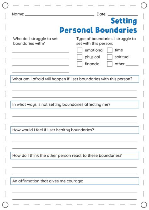 Worksheets On Healthy Boundaries