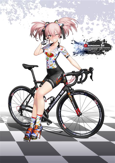 Safebooru 1girl Bicycle Bike Jersey Blush Bow Breasts Checkered