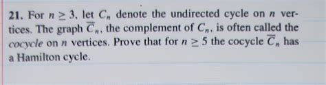 For N Let Cn Denote The Undirected Cycle On N Chegg
