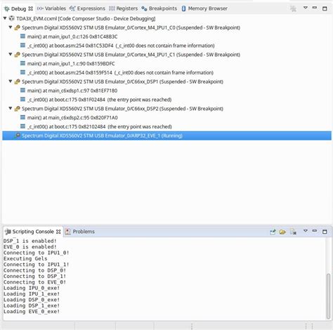 CCS TDA3 CCSv7 Load EVE Firmware But EVE Cannot Stop At Main Processors Forum Processors