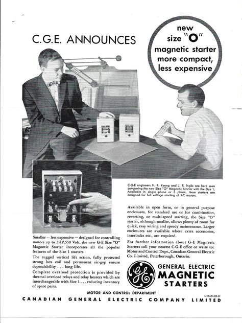 General Electric Magnetic Starters Advertisement Parrys Vintage
