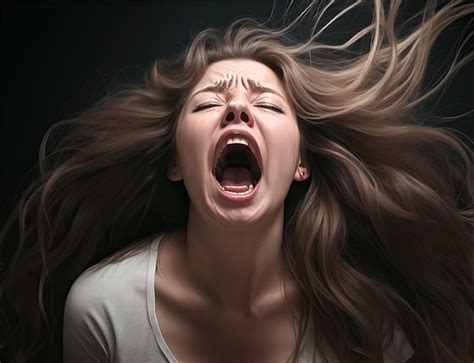 Premium Ai Image Angry Woman In Agony Screaming Closeup Mental Health