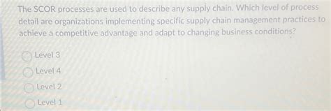 Solved The Scor Processes Are Used To Describe Any Supply