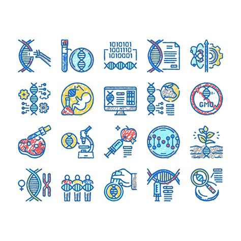 Genetic Engineering Set Icons Hand Drawn Illustration 62450482 Vector