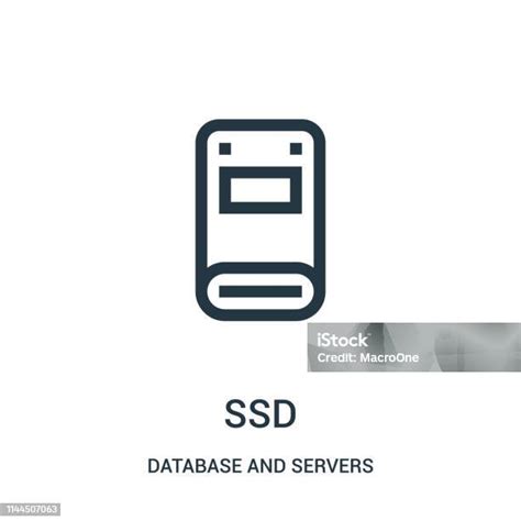 데이터베이스 및 서버 컬렉션에서 Ssd 아이콘 벡터입니다 얇은 라인 Ssd 개요 아이콘 벡터 일러스트 레이 션 0명에 대한 스톡