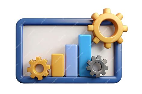 Flat Border Frame With Gears And Bar Chart For Process Concept In Smart Business Tone