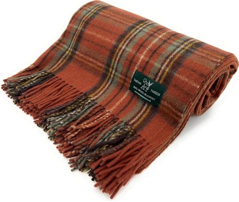 Antique Royal Stewart New Wool Large Tartan Blanket Throw Rug