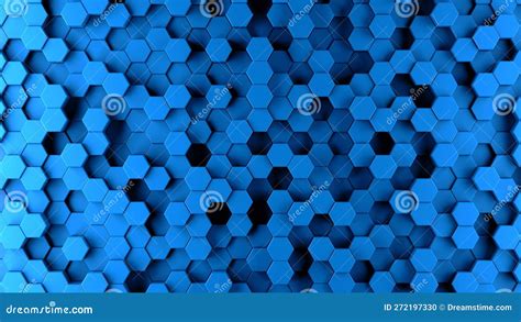 Abstract Blue Hexagonal Sci Fi Honeycomb Geometrical Background 3d Rendering Stock Illustration
