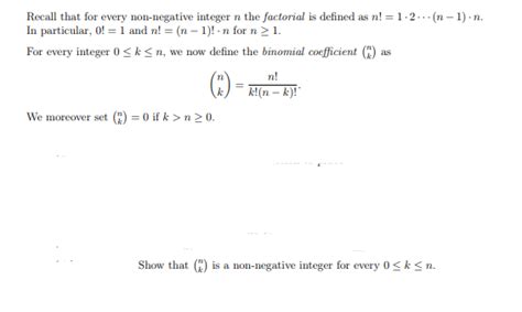 Solved Recall That For Every Non Negative Integer N The Chegg