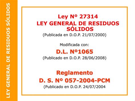 Ppt LegislaciÓn Ambiental En La GestiÓn Y Manejo De Residuos SÓlidos