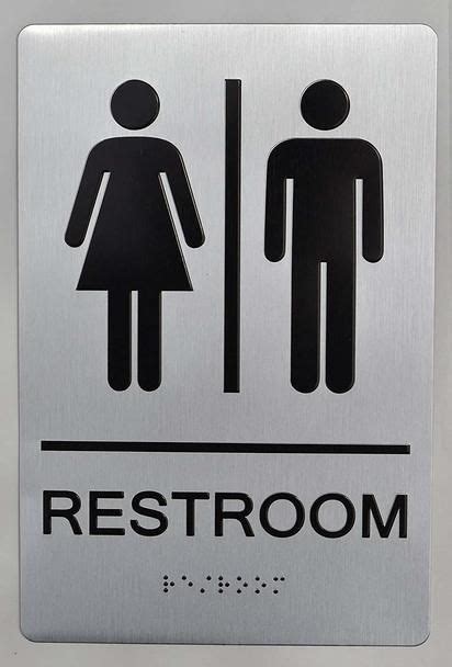 Unisex Restroom Ada Compliant Sign 6x9 Sign Tactile Signs