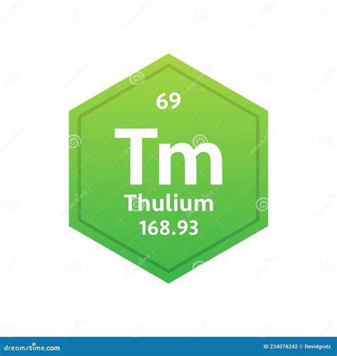 Thulium Symbol Chemical Element Of The Periodic Table Vector Stock