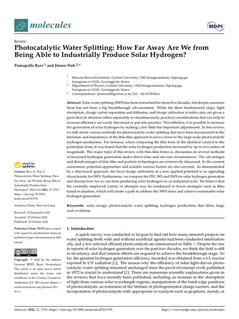 Photocatalytic Water Splitting How Far Away Are We From Being Able To
