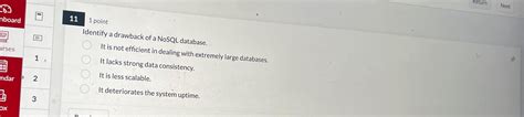 Solved Pointidentify A Drawback Of A Nosql Database It Chegg