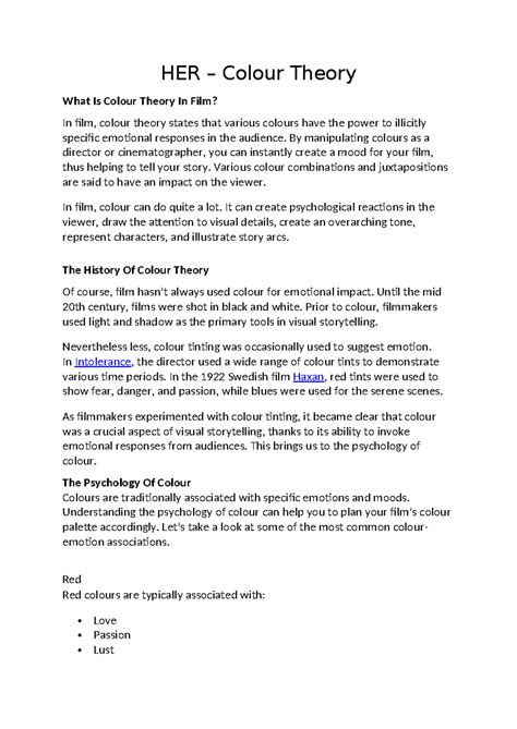 Her Colour Theory Her Colour Theory What Is Colour Theory In Film
