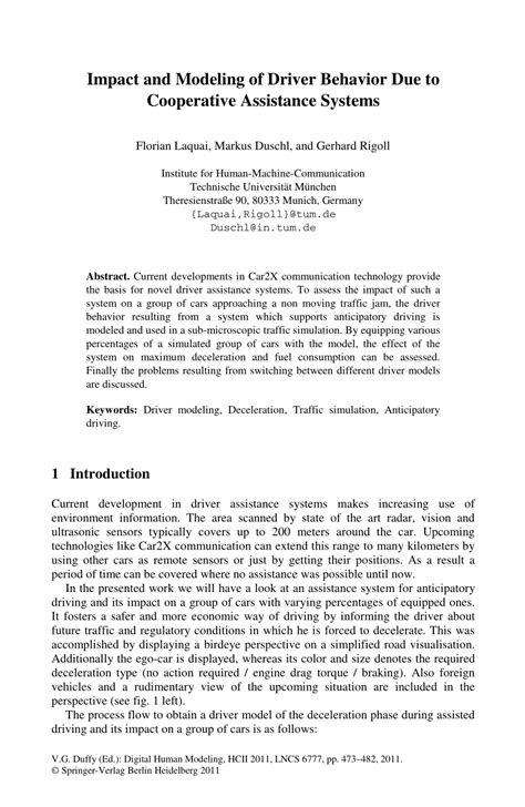 Pdf Impact And Modeling Of Driver Behavior Due To Cooperative