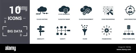 Big Data Set Icons Collection Includes Simple Elements Such As Cloud