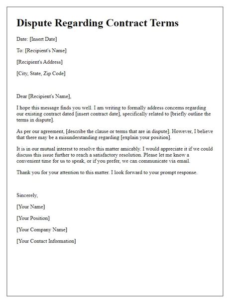 Letter Template For Contract Dispute Notification Free Samples In Pdf