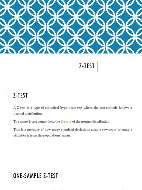 Z Test Pdf Statistics Normal Distribution