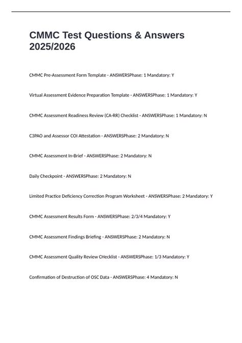 Cmmc Test Questions And Answers 2025 2026 Cmmc Stuvia Us