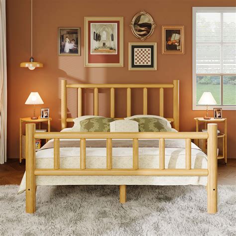 Ophelia And Co Farmhouse Log Bed Frame Rustic Pure Solid Pine Cylinder
