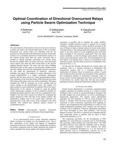 Optimal Coordination Of Directional Overcurrent Relays Using