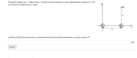 solved two point charges q1 −4 6μc and q2 8 5μc are fixed
