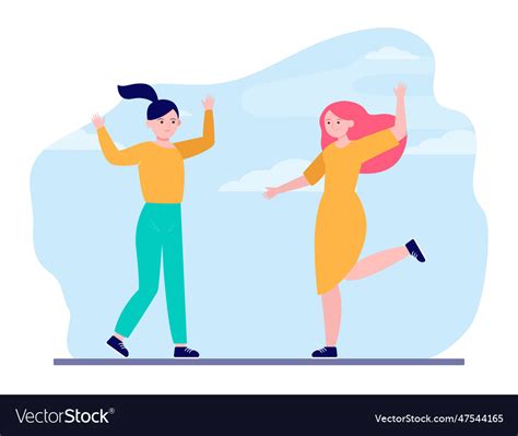Girls Having Fun Outdoors Royalty Free Vector Image