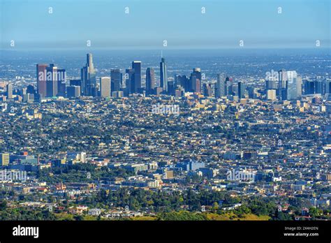 Cityscape And Downtown Los Angeles From The Elevated Point Atop The