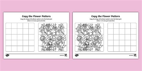 Copy The Flower Pattern Worksheet Teacher Made Twinkl