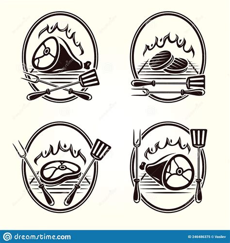 Conjunto De Etiquetas Y Elementos De Parrilla Parrilla De Iconos De